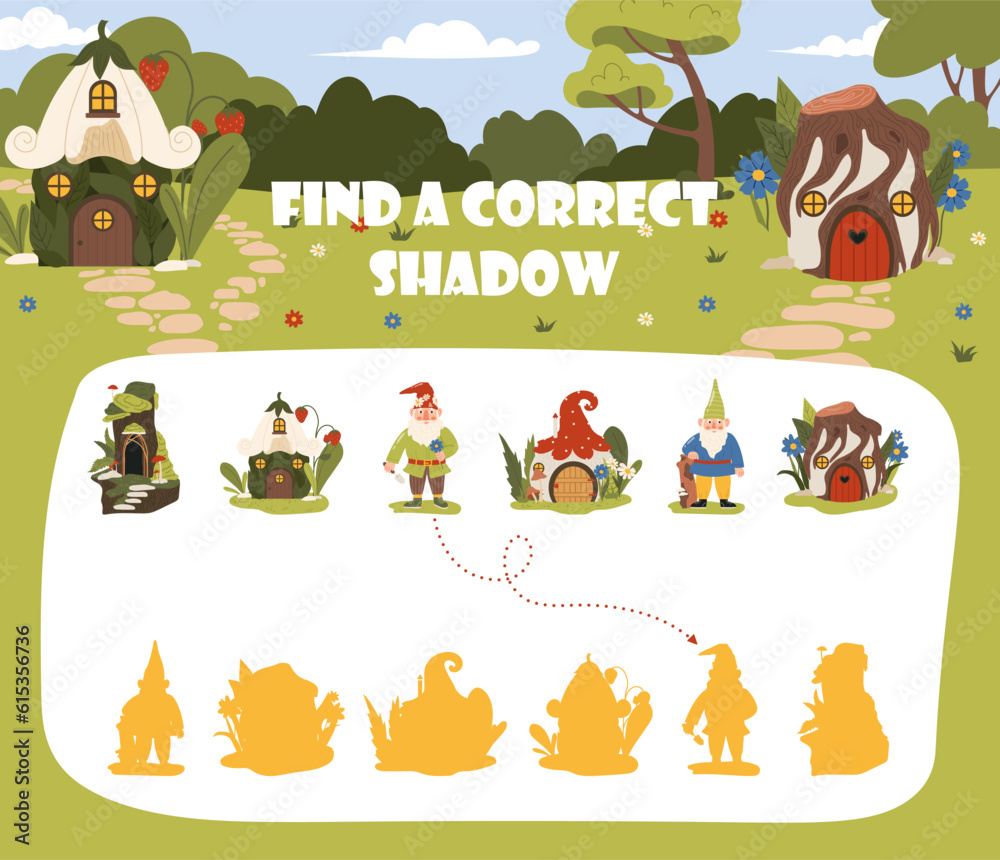 Find correct shadow fairy tale concept. Educational materials for ...