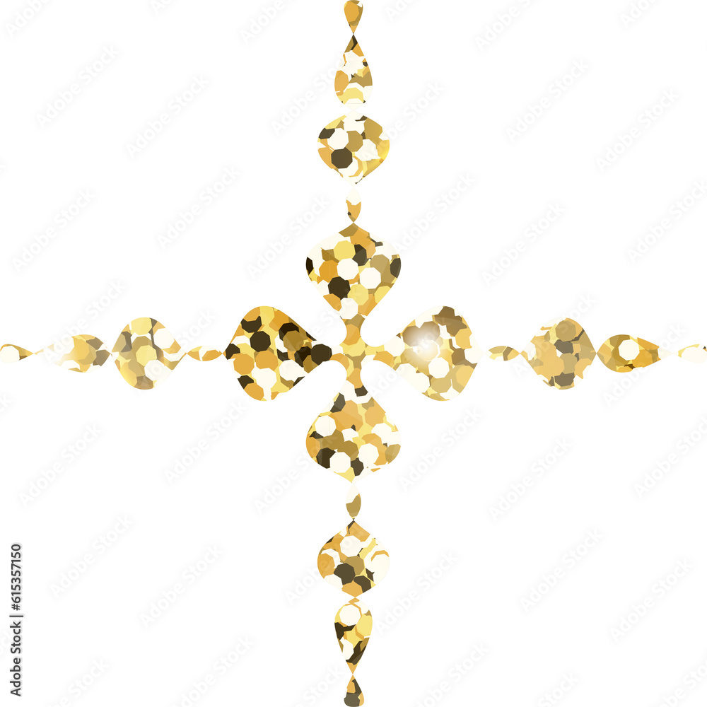 Snowflake shiny gold glitter shape design element. Golden color dust ...