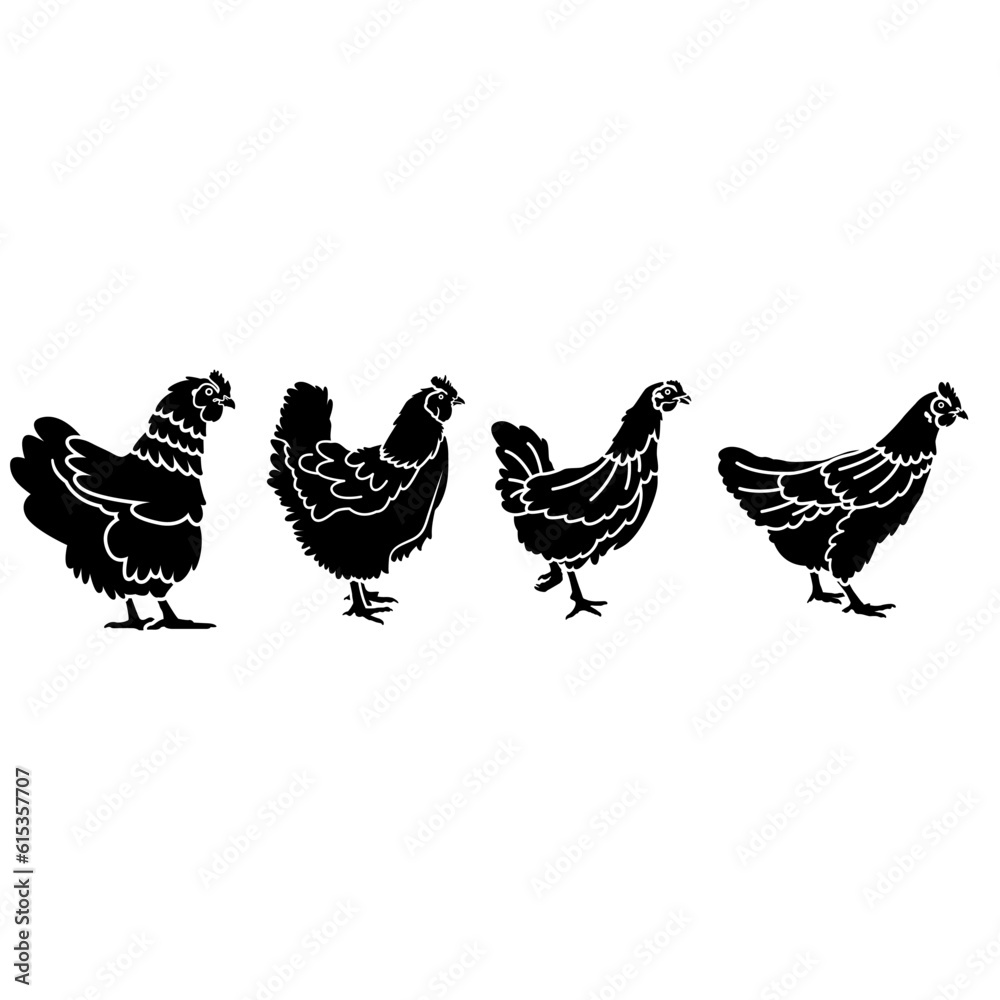 Chicken vector icon set. Farm illustration sign collection. hen symbol ...