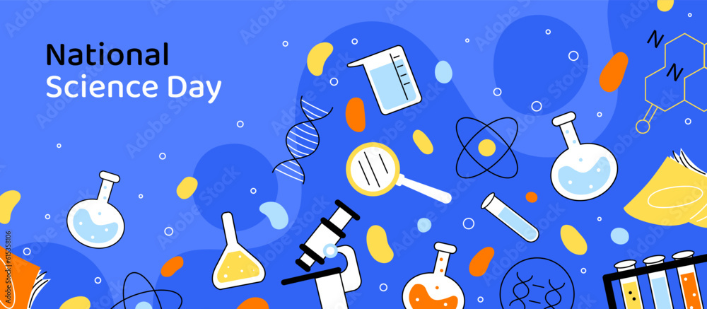 National science day banner. International holiday and festival ...