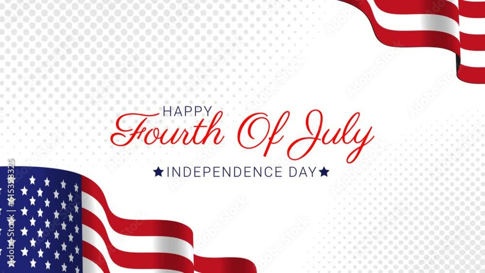 Happy Fourth of July Text Animation with US flags. Fourth of July Text ...