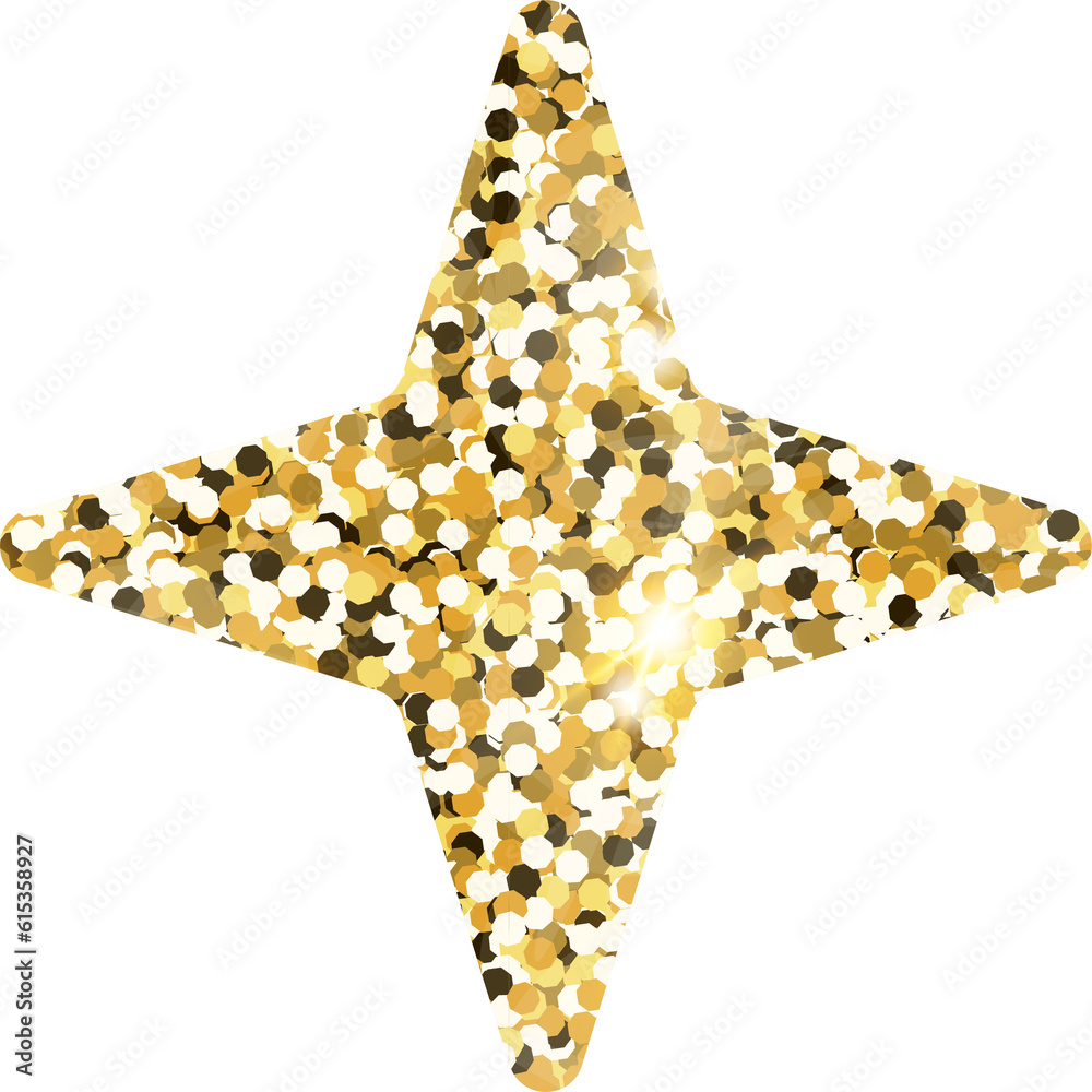Star sparkle shiny gold glitter shape design element. Golden color dust ...