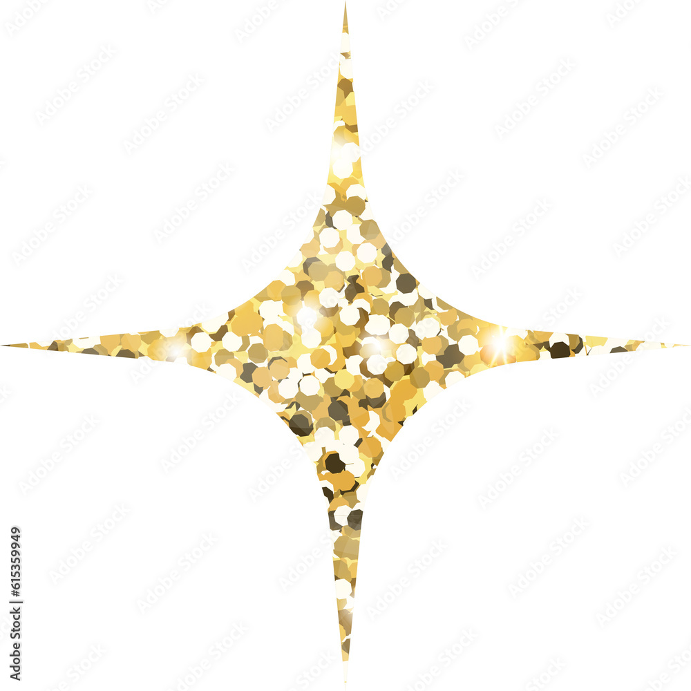 Star sparkle shiny gold glitter shape design element. Golden color dust ...