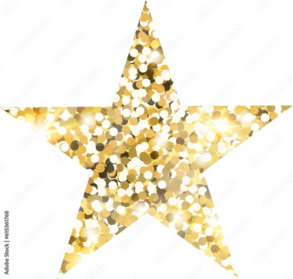 Star sparkle shiny gold glitter shape design element. Golden color dust ...