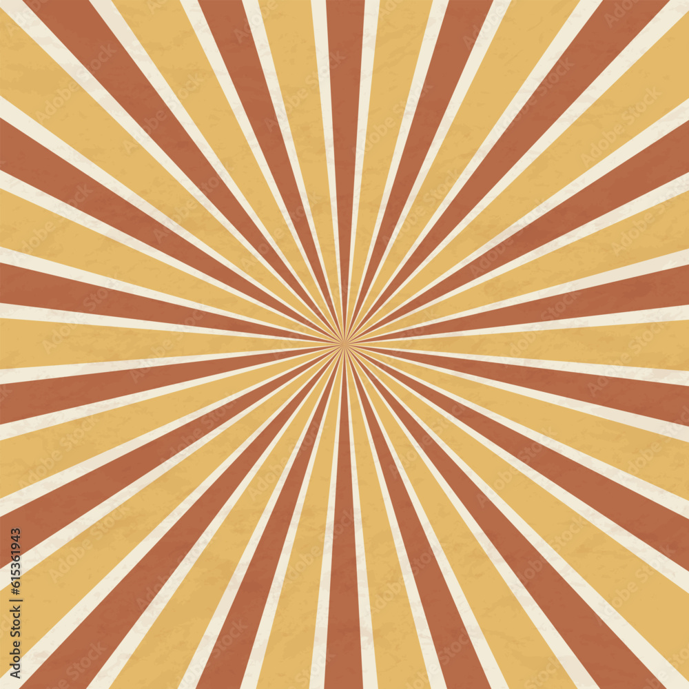 Retro radial sun beam antique background with old vintage paper texture ...