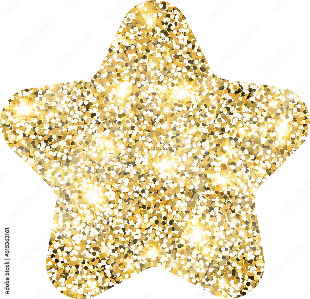 Star sparkle shiny gold glitter shape design element. Golden color dust ...