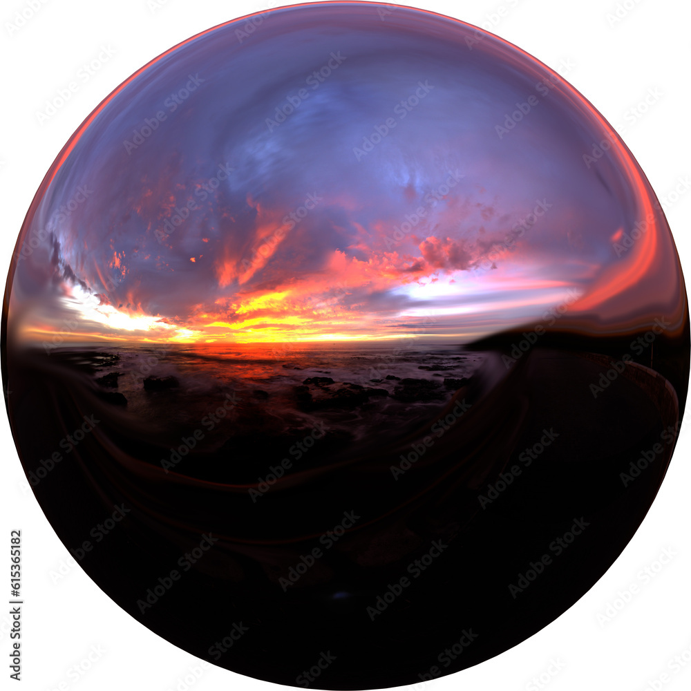 3D abstract metal chrome ball in a surreal style with a transparent ...