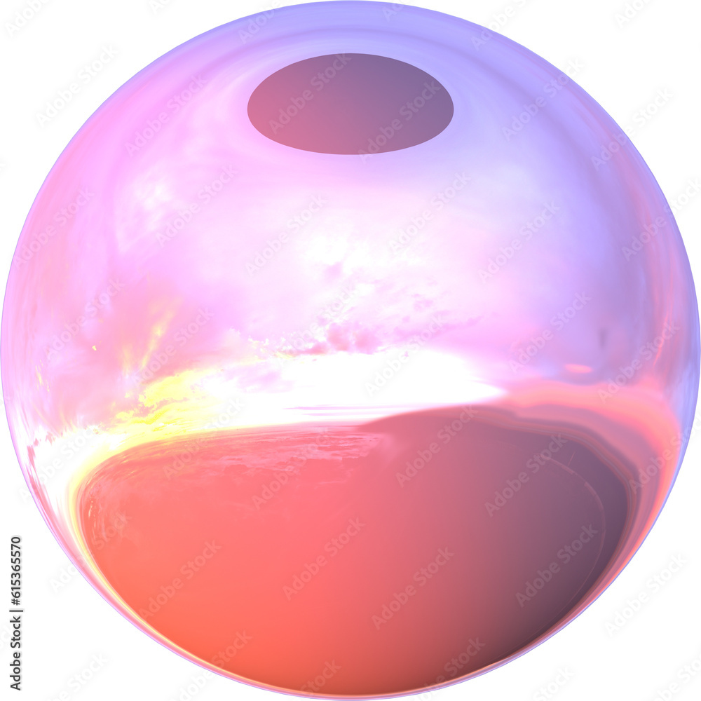 3D abstract metal chrome sphere in a surreal style with a transparent ...