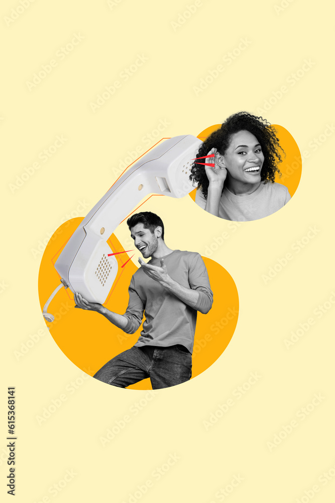 Vertical poster collage sketch artwork of two cheerful people best ...