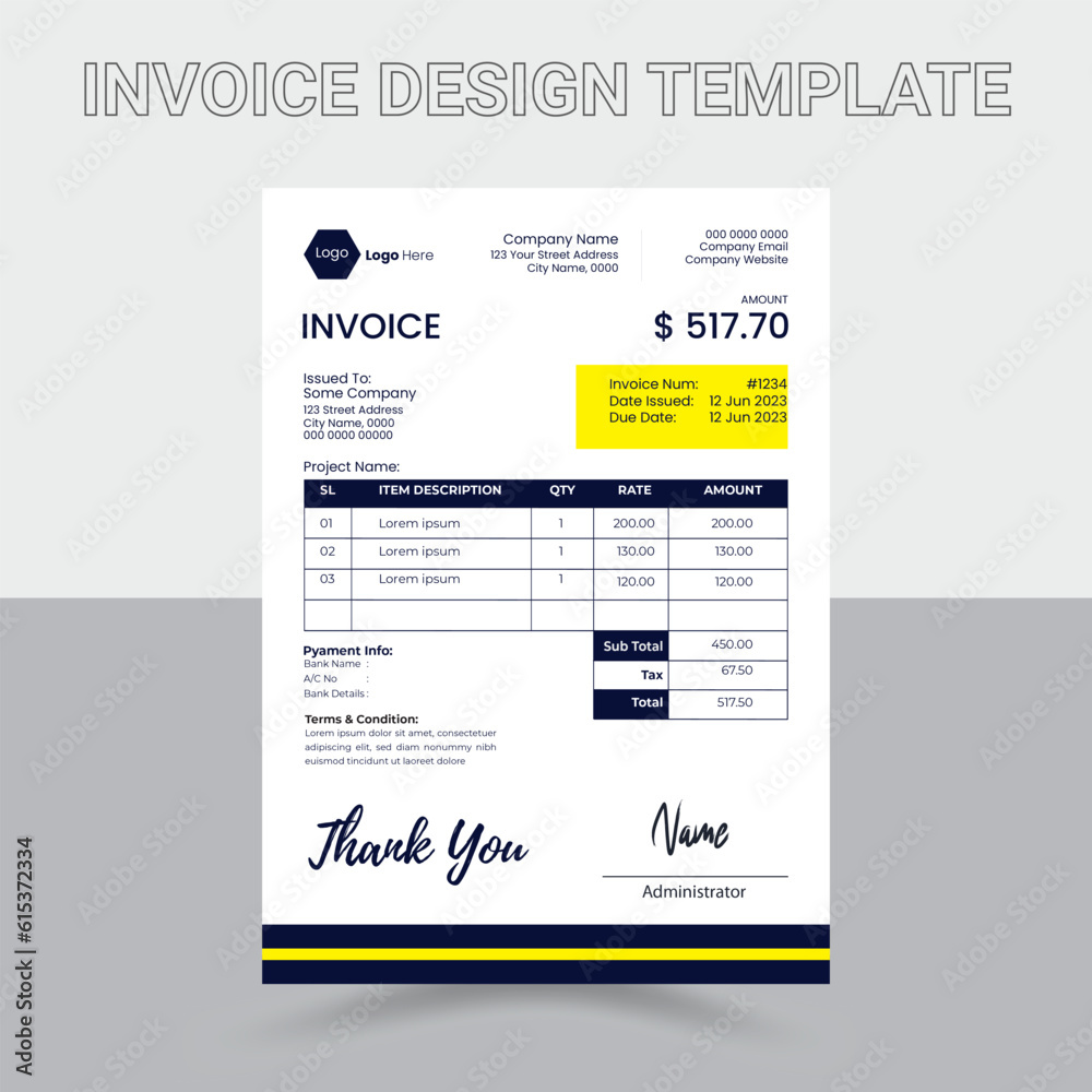 Vetor de invoice template design Free Vector do Stock | Adobe Stock