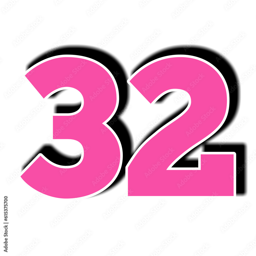 number 32 thirty two in pink color sign symbol numbers for design ...