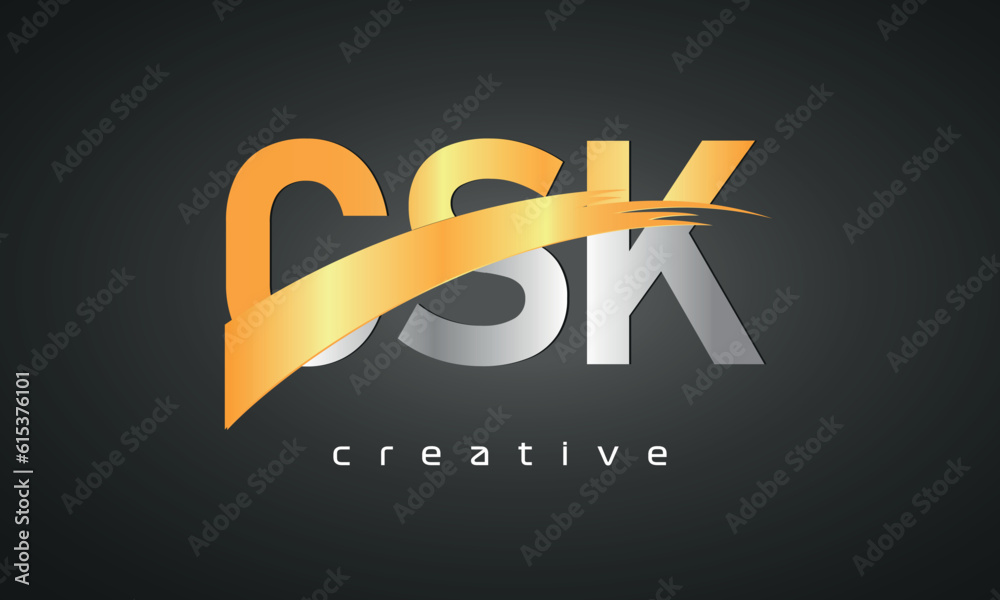 CSK Letters Logo Design with Creative Intersected and Cutted Stock ...