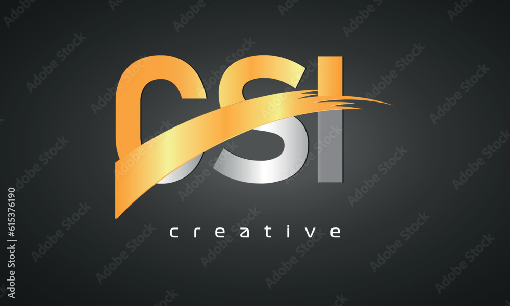 CSI Letters Logo Design with Creative Intersected and Cutted Stock ...