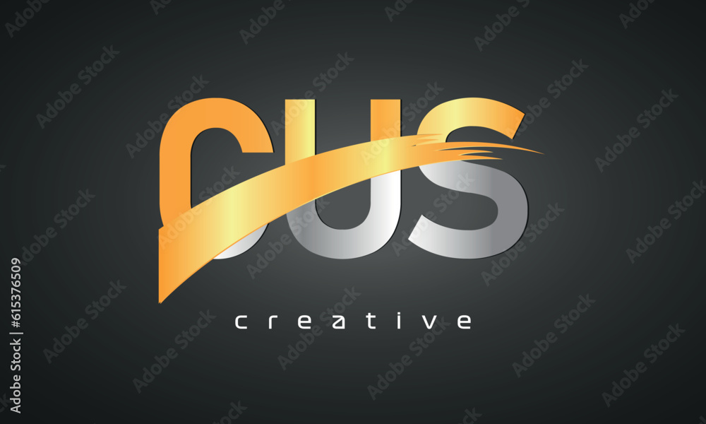 CUS Letters Logo Design with Creative Intersected and Cutted Stock ...