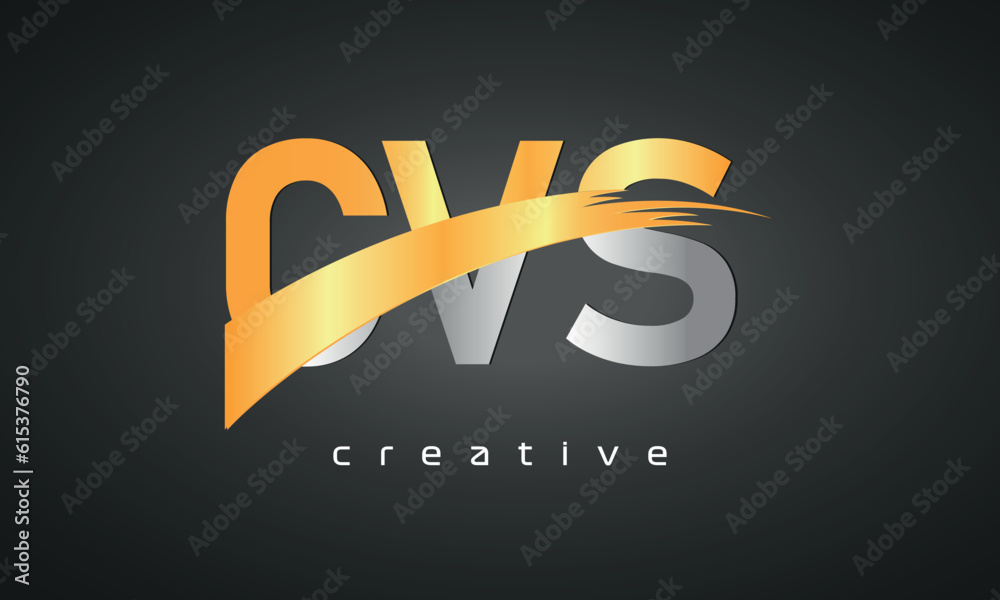 Vetor de CVS Letters Logo Design with Creative Intersected and Cutted ...