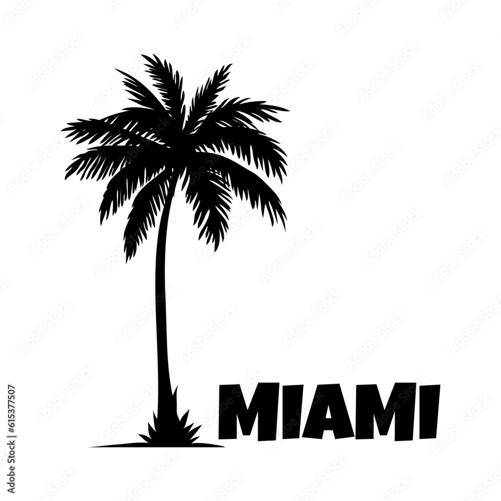 Logo vacaciones en Florida. Letras de la palabra Miami en la arena de ...