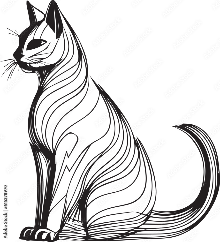 minimalist cat drawing,line drawing art,vector cat drawing,black and ...