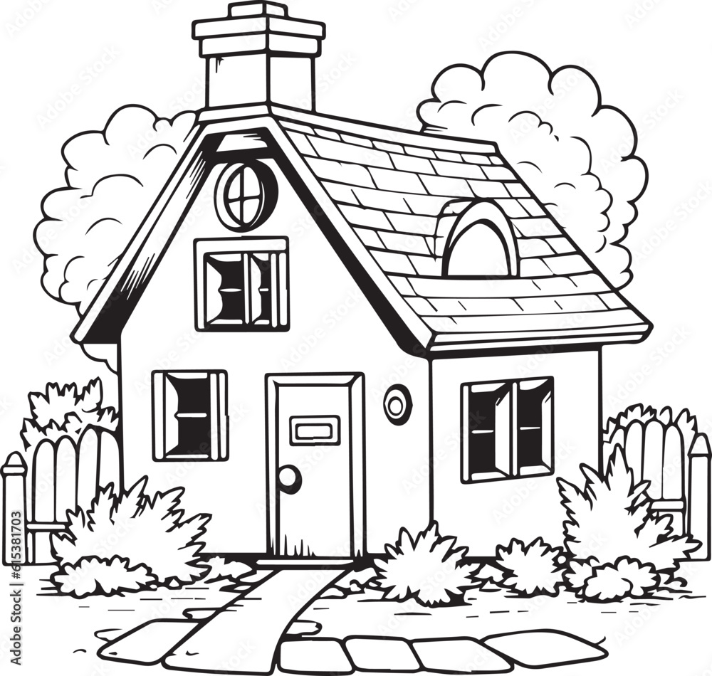 coloring pages for kids house drawing house coloring book coloring ...