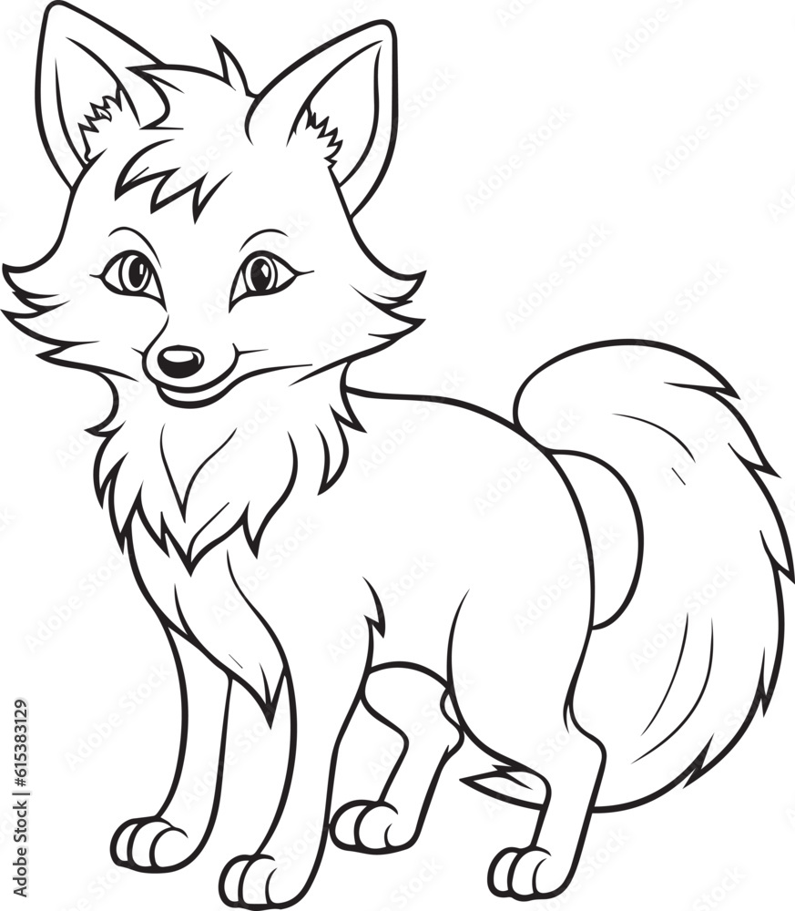 cute little fox drawing coloring pages for kids ready to print A3 size ...