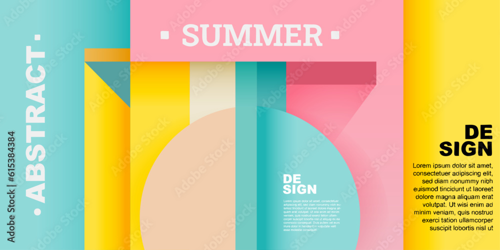 Colorful Summer background layout banners design. Template 3D product ...
