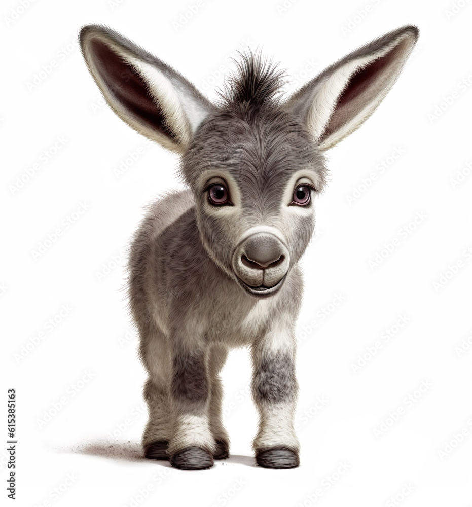 Cute little donkey cartoon character drawing generative AI illustration ...
