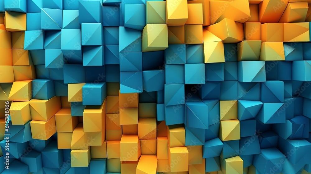 Multicolored geometric shape wallpaper with an abstract blue color ...