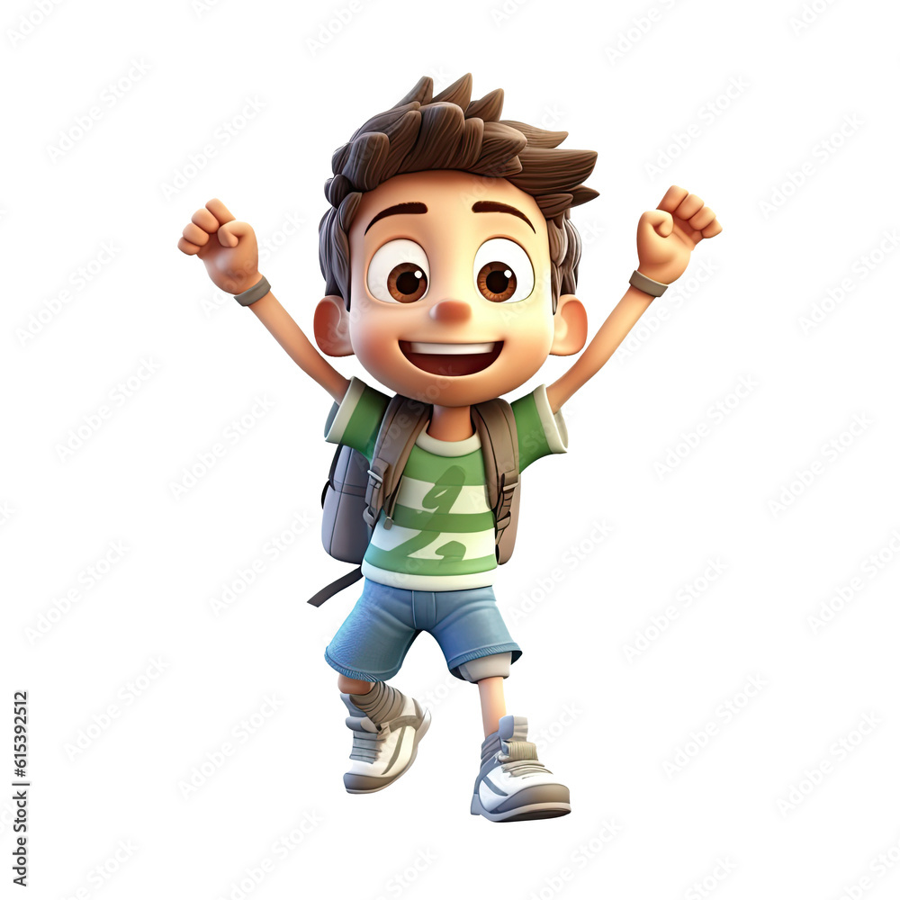 Cute cartoon boy student character on transparent background ...