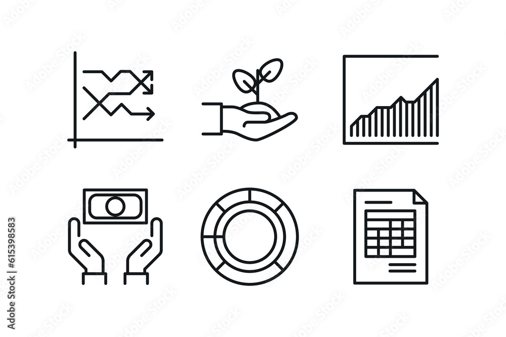 Modern thin line icons set of business economic development, financial ...