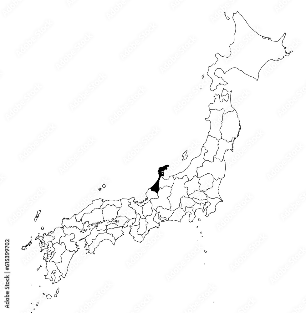 Vector map of the prefecture of Ishikawa highlighted highlighted in ...