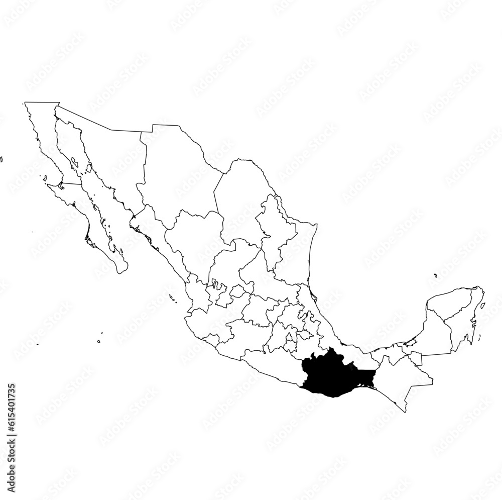 Vector map of the province of Oaxaca highlighted highlighted in black ...