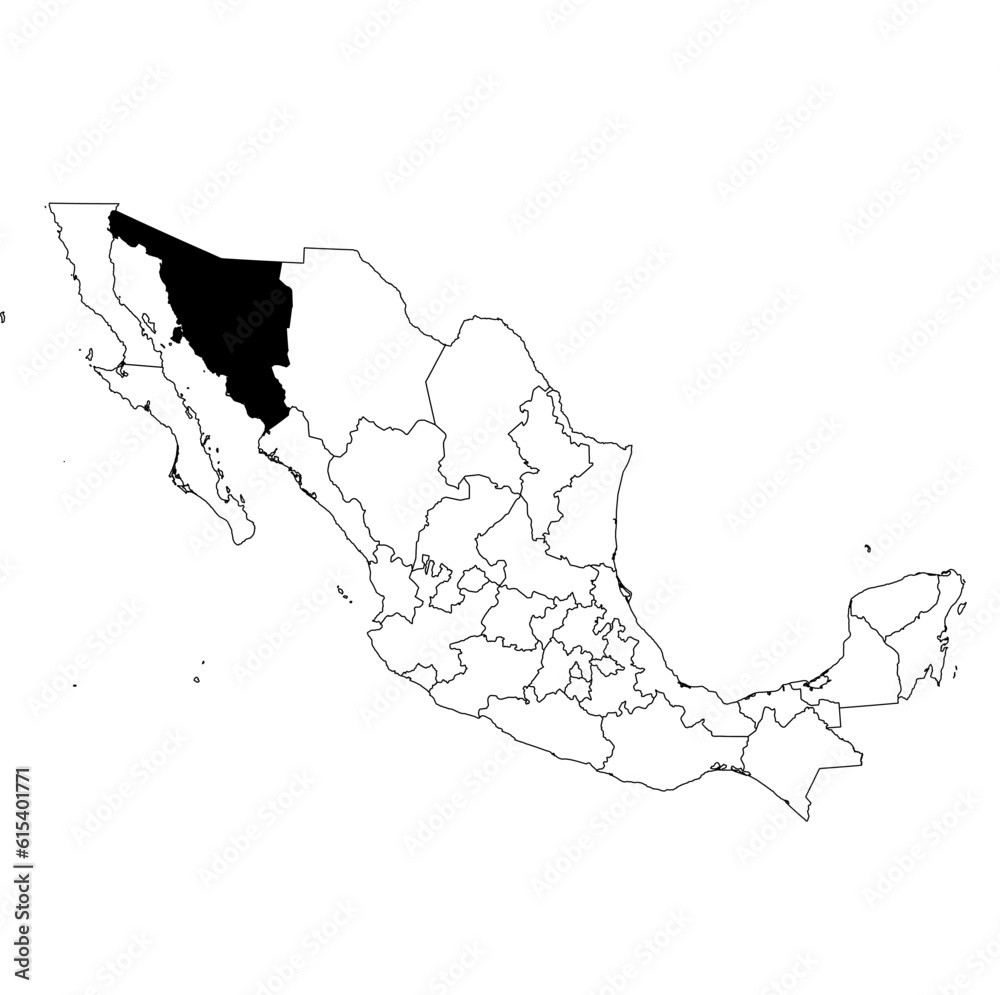 Vector map of the province of Sonora highlighted highlighted in black ...