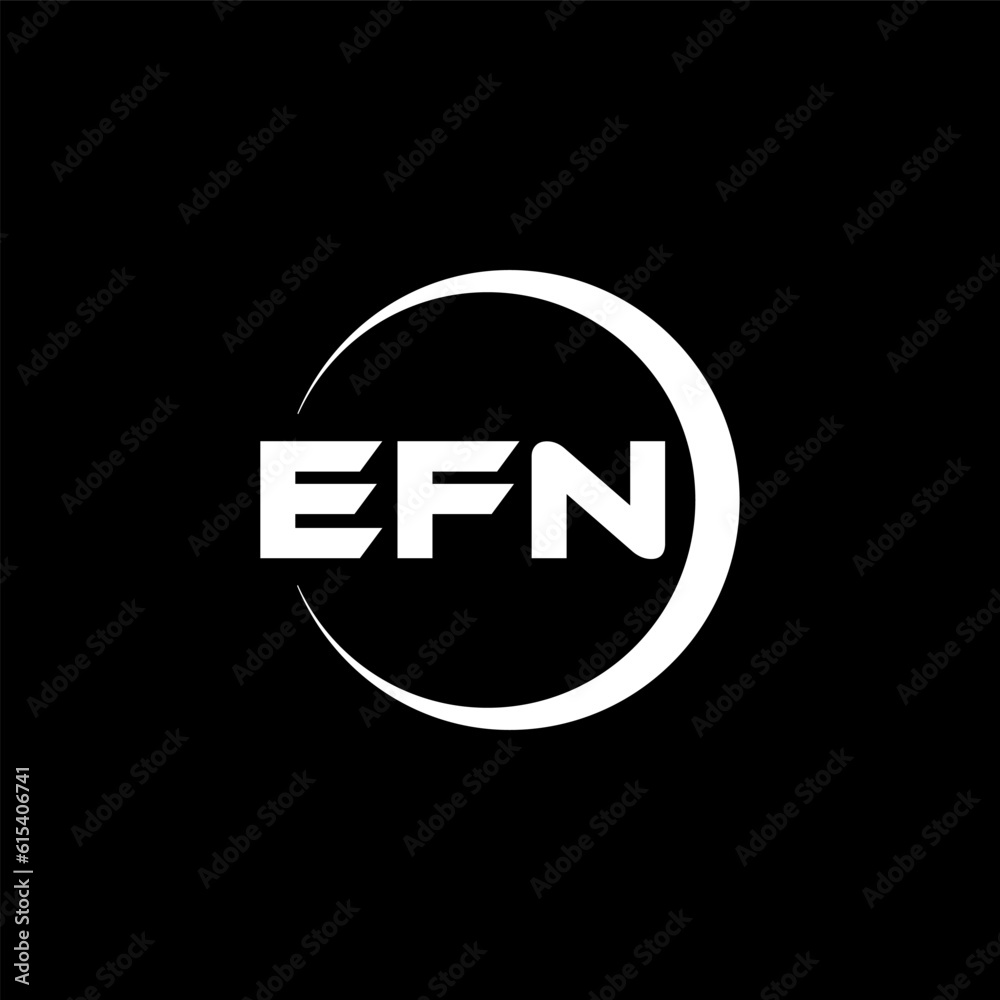 EFN letter logo design with black background in illustrator, cube logo ...