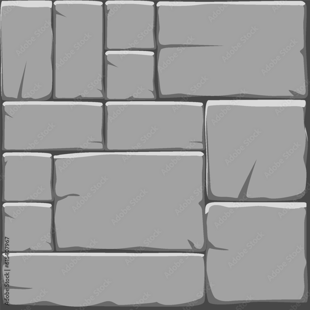 Cartoon stone pavement seamless pattern, brick wall texture, cracked ...