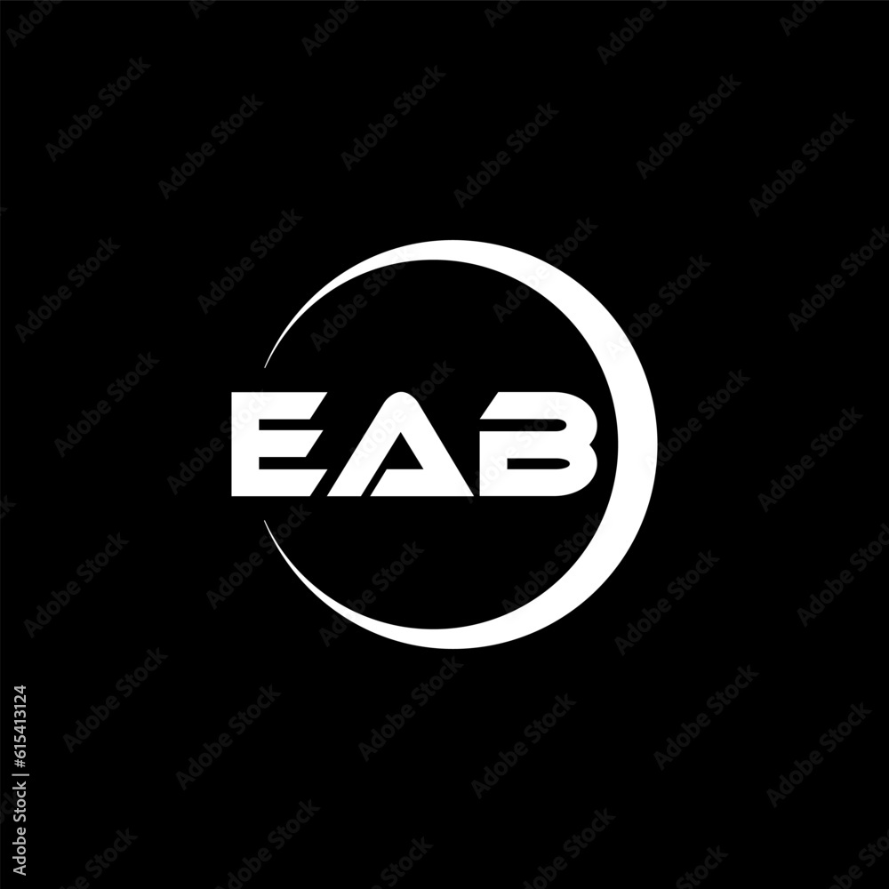 EAB letter logo design with black background in illustrator, cube logo ...