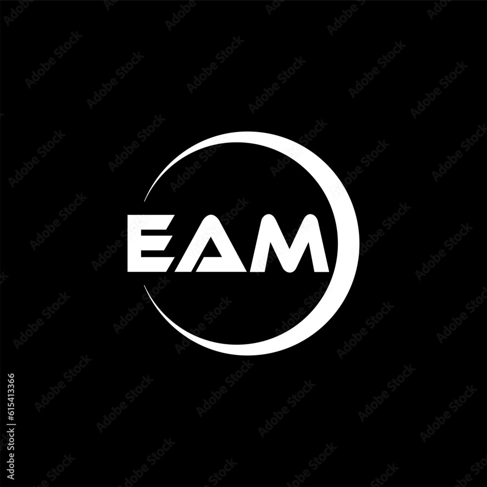 EAM letter logo design with black background in illustrator, cube logo ...