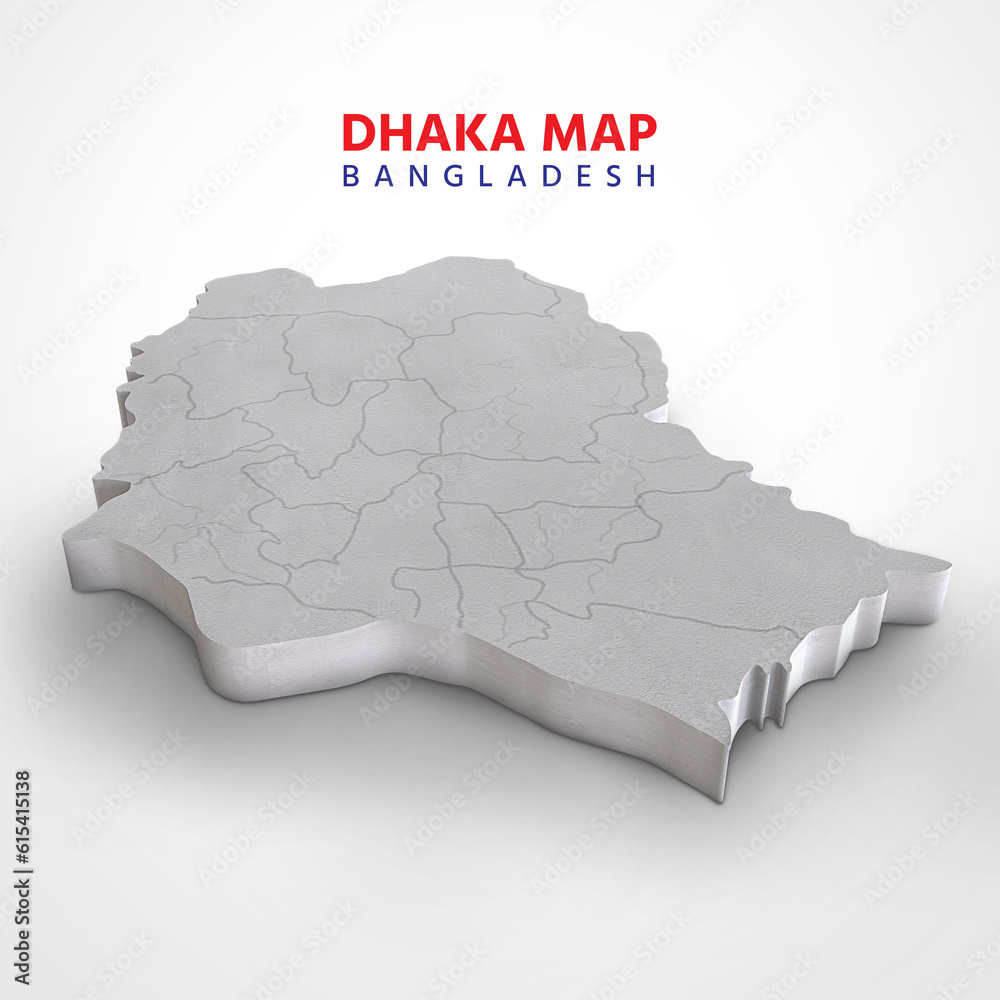 The 3d isometric map of Dhaka is a division image. 3d rendering. Cement ...