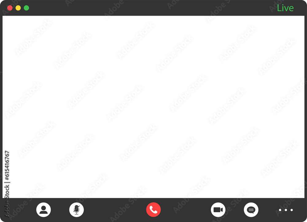 ภาพประกอบสต็อก Call screen template in png. Video conference with ...