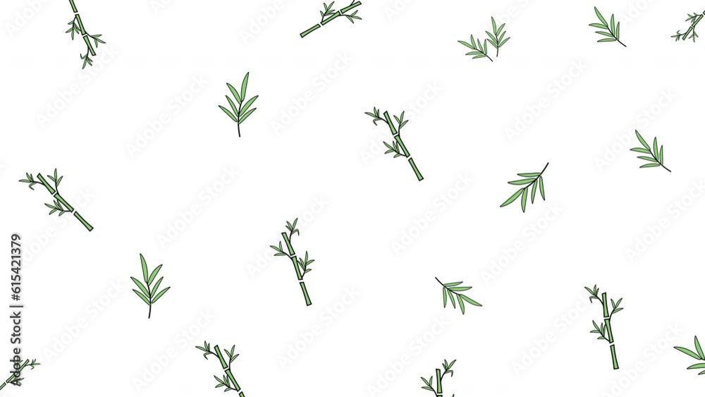 Animated Decorative Loop Pattern Rotating Tropical Bamboo Leaves Fresh ...