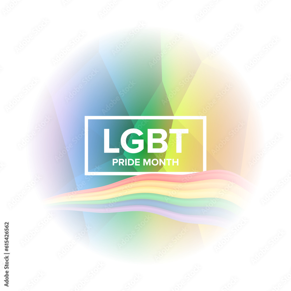 Happy pride month square banner with pride color wave ribbon flag ...