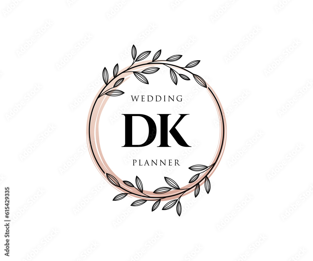 DK Initials letter Wedding monogram logos collection, hand drawn modern ...