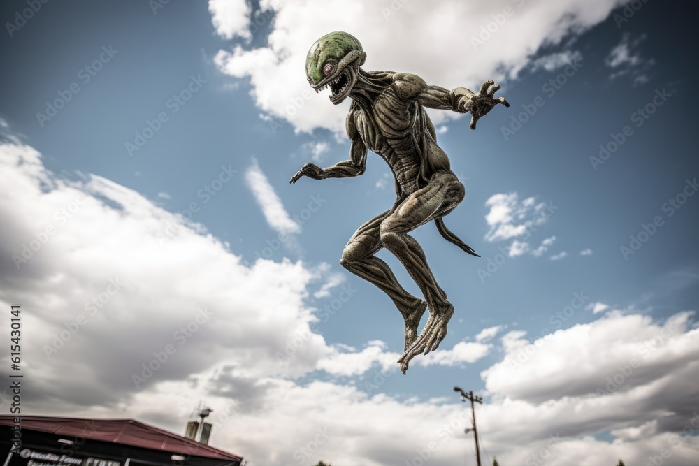 alien athlete jumping high into the air, showing off their incredible ...
