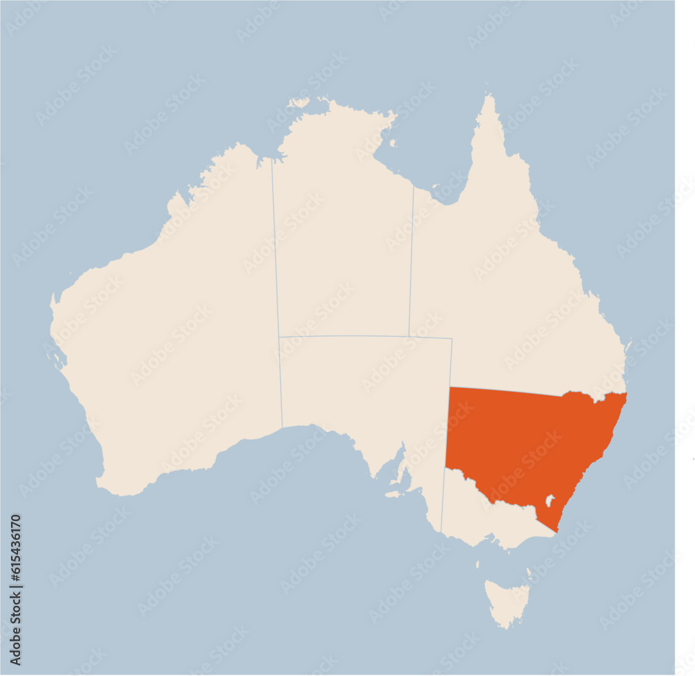 Vector map of the state of New South Wales highlighted highlighted in ...