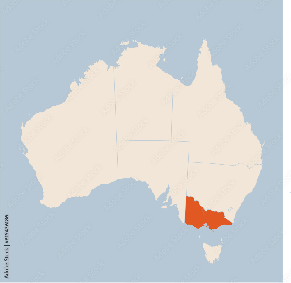 Vector map of the state of Victoria highlighted highlighted in orange ...