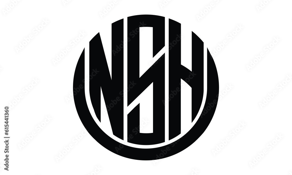 NSH shield with round shape logo design vector template | monogram logo ...