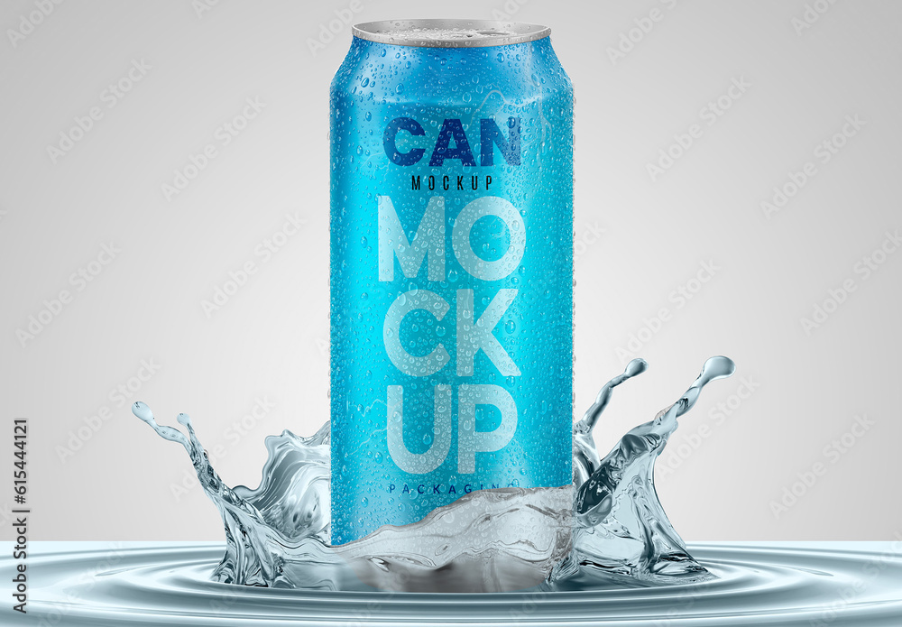 Can with Splash Mockup 473 ML Stock Template | Adobe Stock