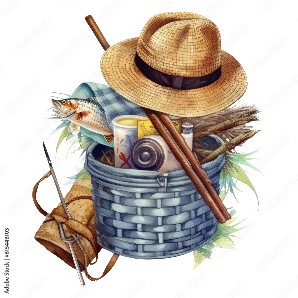 Watercolor Clip art, Watercolor Sublimation Design, Fishing Clip art ...