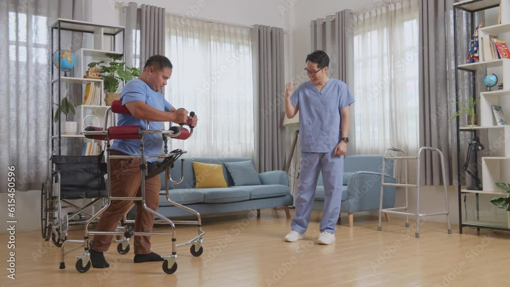 Full Body Side View Of Asian Male Nurse Making Beckon Hand Gesture To A ...