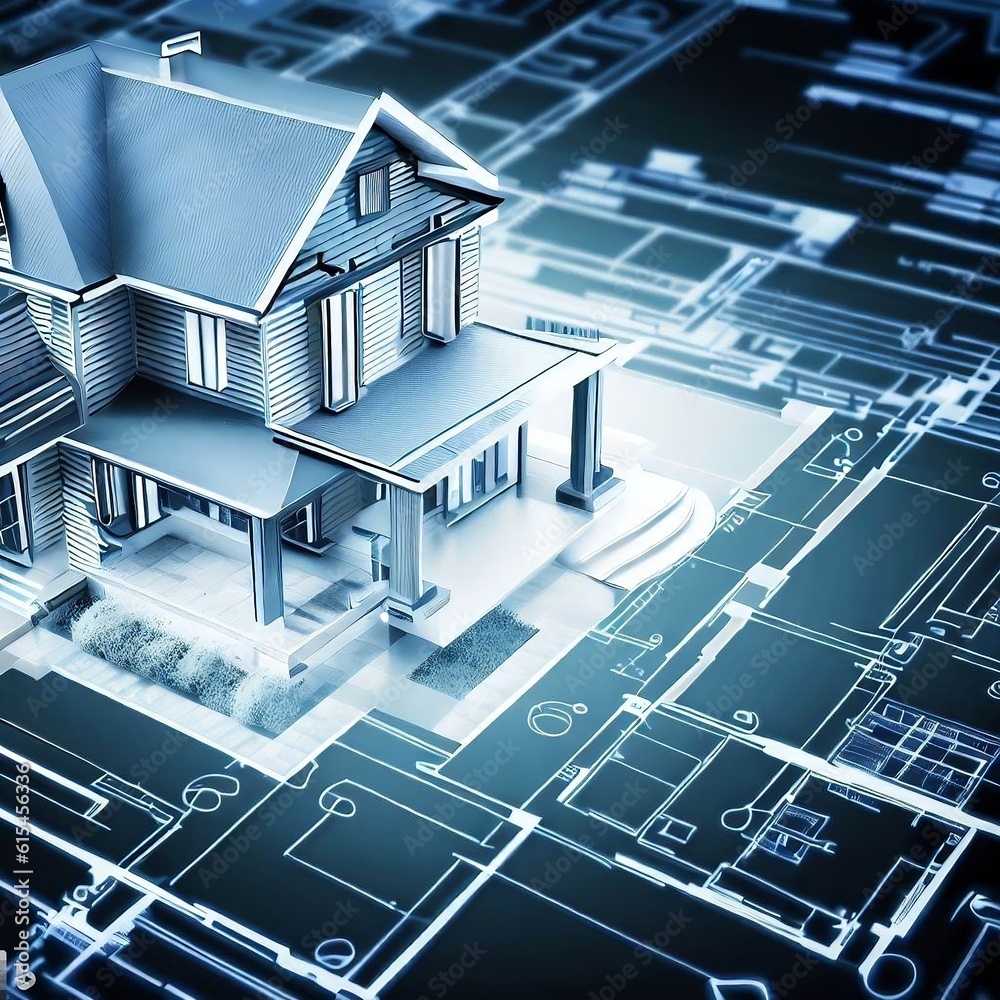 3D Building Residential Wooden House Home Model Structure Sitting on an ...