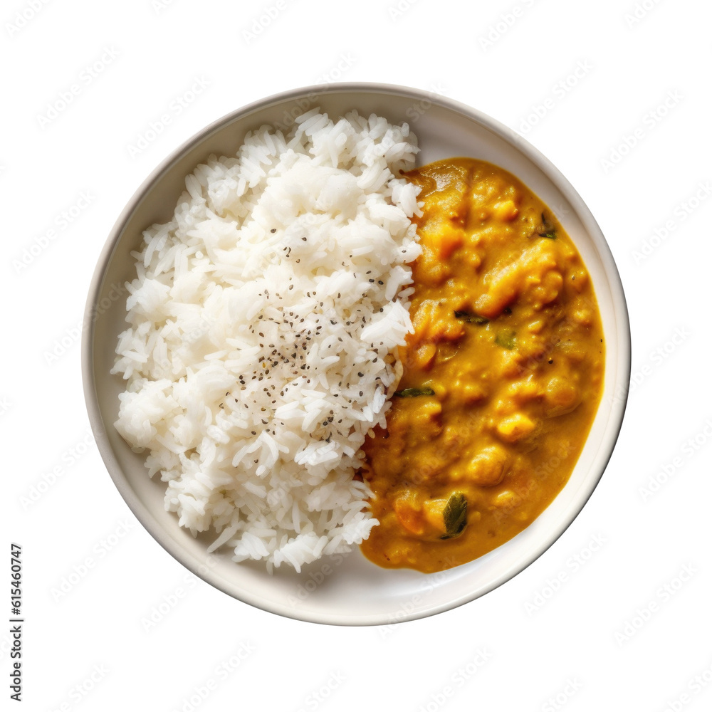 Delicious Plate of Indian Dal and Rice Isolated on a Transparent ...