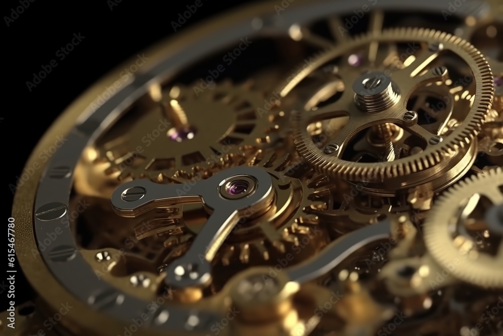 Precise Timekeeping: Intricate Gears and Cogs in a Clockwork Watch ...
